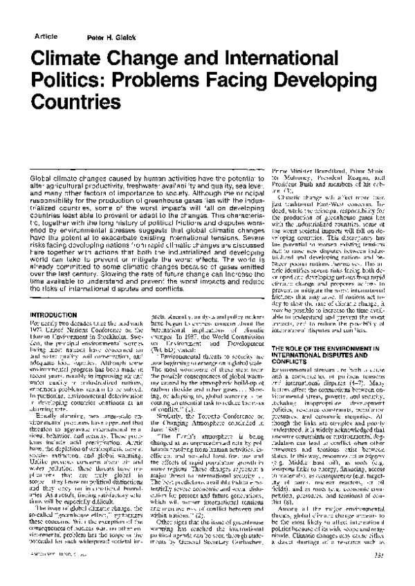 (PDF) Climate Change and International Politics: Problems Facing ...