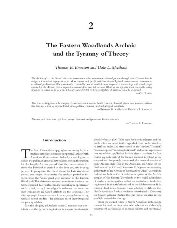(PDF) Eastern Woodlands Archaic and Tyranny of Theory