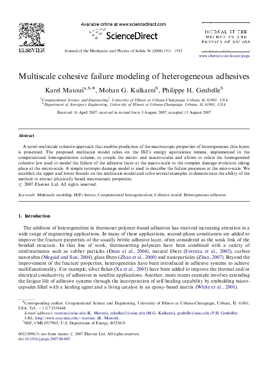 (PDF) Multiscale cohesive failure modeling of heterogeneous adhesives