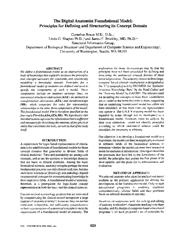 (PDF) The digital anatomist foundational model: principles for defining ...