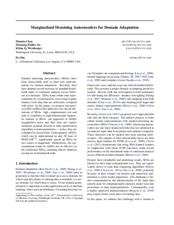 Pdf Marginalized Denoising Autoencoders For Domain Adaptation 0215