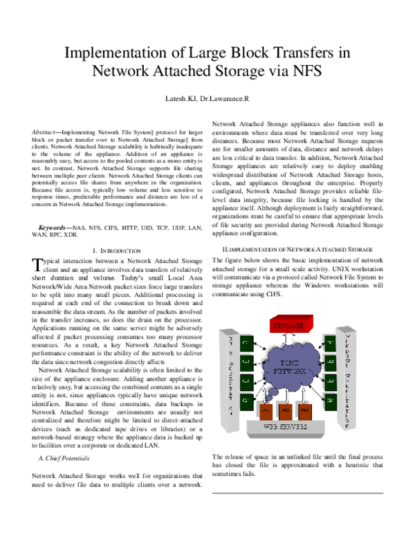 (PDF) Implementation of Large Block Transfers in Network Attached Storage via NFS