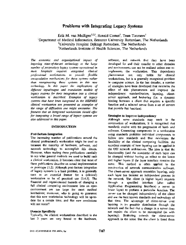 (PDF) Problems with integrating legacy systems.