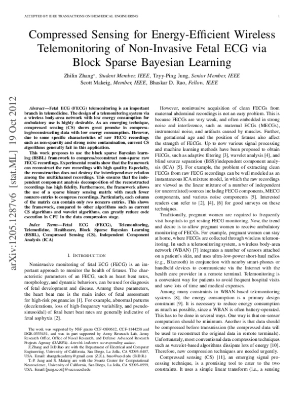 (PDF) Low energy wireless body-area networks for fetal ECG telemonitoring via the framework of ...