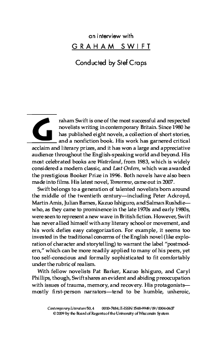 (PDF) An Interview with Graham Swift