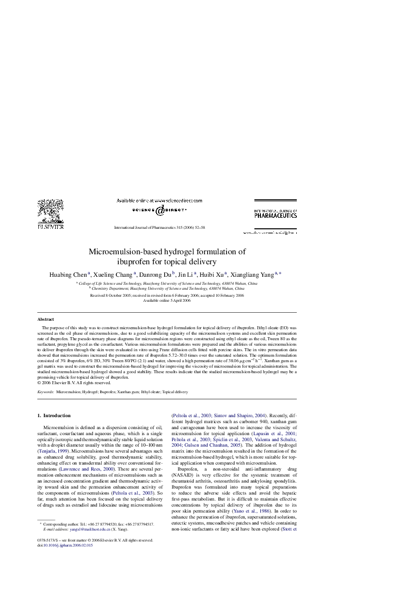 Pdf Microemulsion Based Hydrogel Formulation Of Ibuprofen For Topical