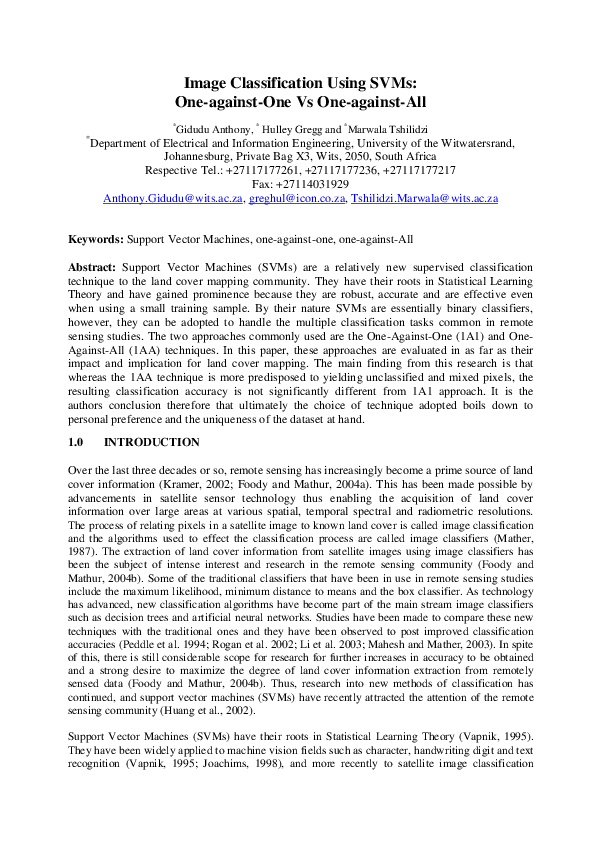 (PDF) Image Classification Using SVMs: One-against-One Vs One-against-All