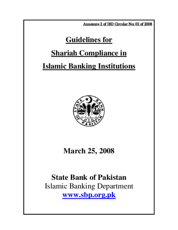 (PDF) Guidelines for Shariah Compliance in Islamic Banking Institutions