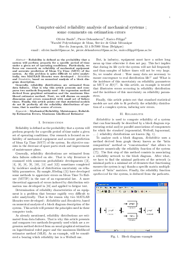 (PDF) Computer-Aided Reliability Analysis of Mechanical Systems; Some ...
