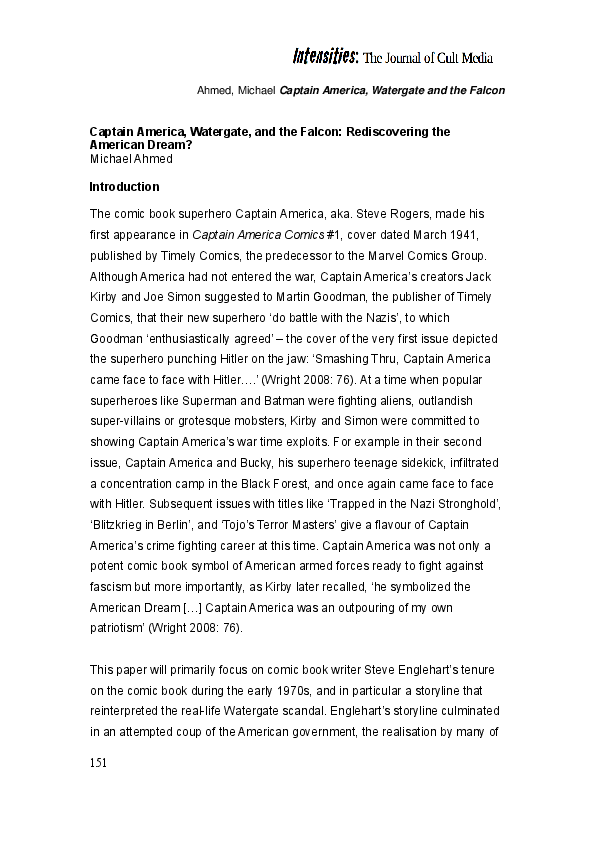 (PDF) Captain America, Watergate, and the Falcon: Rediscovering the ...