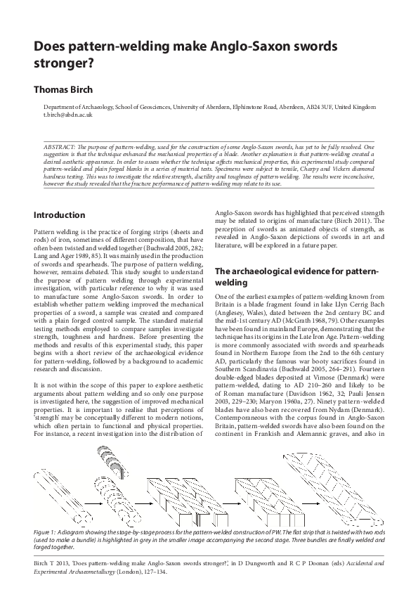 (PDF) Does pattern-welding make Anglo-Saxon swords stronger?