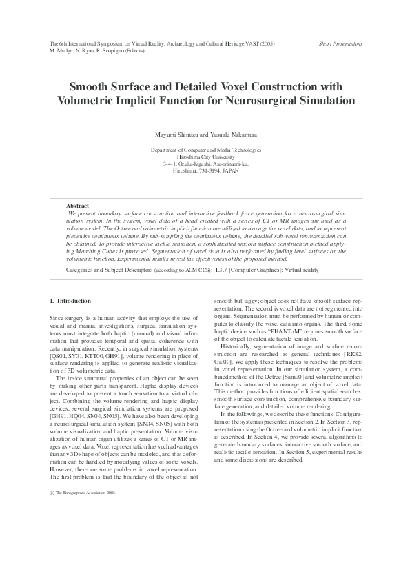 (PDF) Smooth Surface and Detailed Voxel Construction with Volumetric Implicit Function for ...