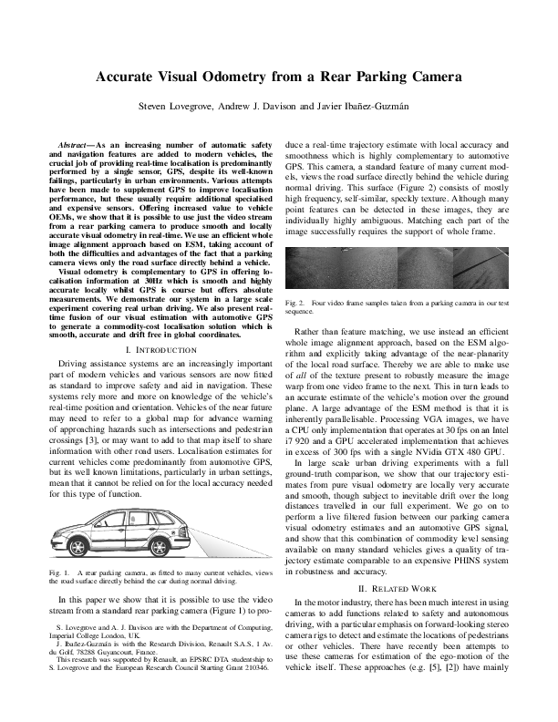 Pdf Accurate Visual Odometry From A Rear Parking Camera