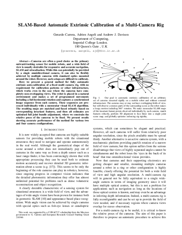 Pdf Slam Based Automatic Extrinsic Calibration Of A Multi Camera Rig