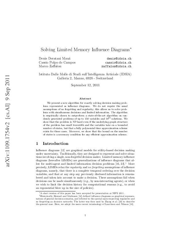 (PDF) Solving limited memory influence diagrams
