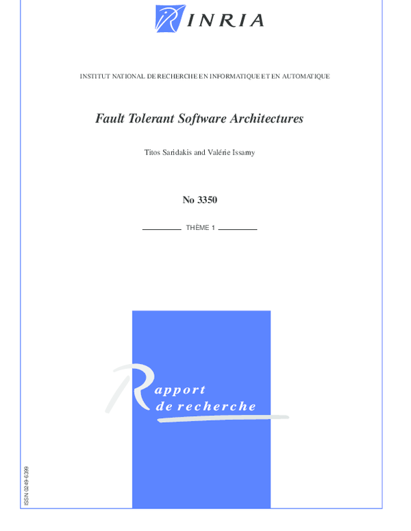 Pdf Fault Tolerant Software Architectures