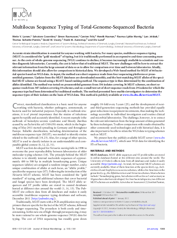 (PDF) Multilocus sequence typing of total-genome-sequenced bacteria