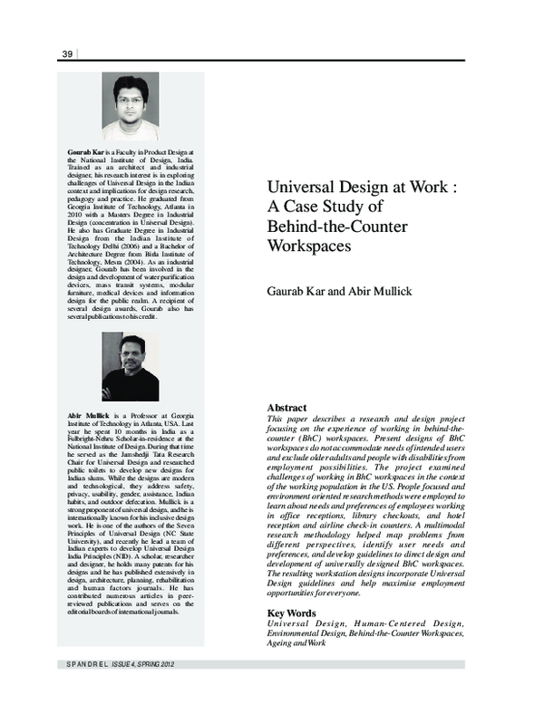 (PDF) Universal Design at Work: A case study of Behind the Counter ...