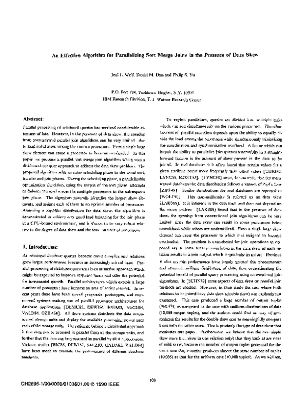 Pdf An Effective Algorithm For Parallelizing Hash Joins In The