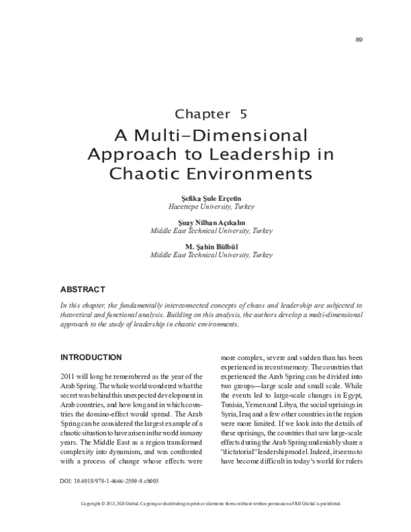 (PDF) A Multi-Dimensional Approach to Leadership in Chaotic Environments