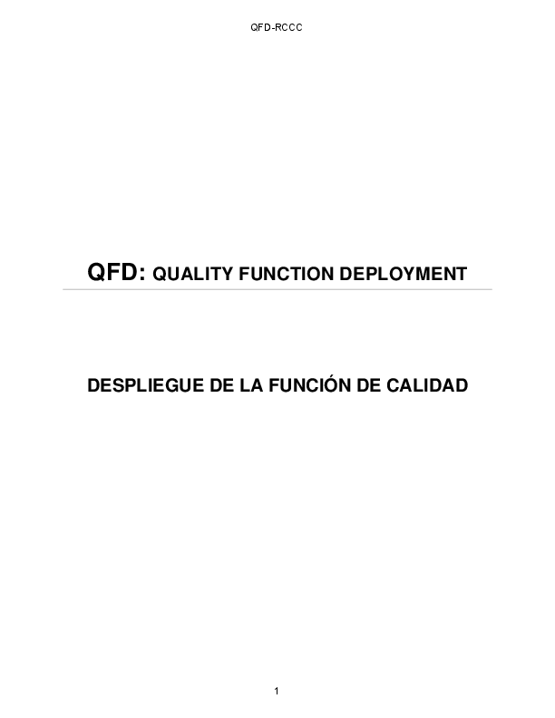 (PDF) QFD: Quality Function Deployment/Despliegue de la Función de la Calidad