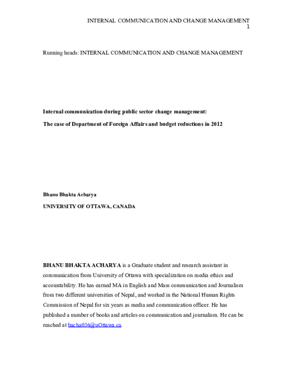 (DOC) Internal communication and change management