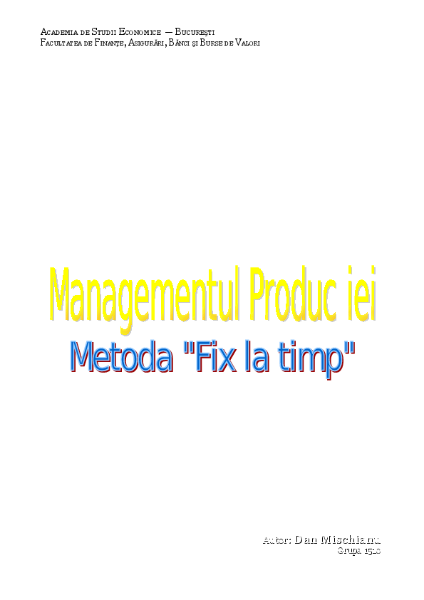 (DOC) Metoda De Producţie Just In Time (Fix La Timp)