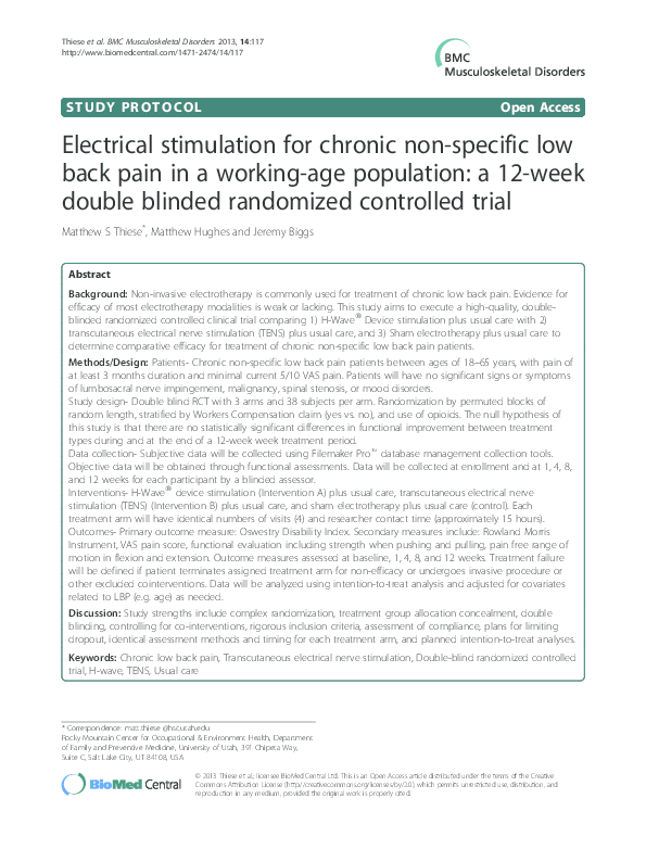 (PDF) Electrical stimulation for chronic non-specific low back pain in ...