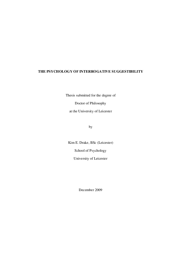 (PDF) The Psychology of Interrogative Suggestibility | Kim E Drake ...
