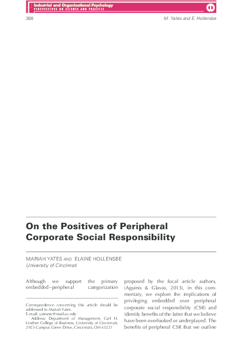 (PDF) On the Positives of Peripheral Corporate Social Responsibility