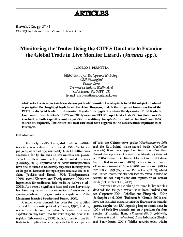 (PDF) Monitoring the Trade: Using the CITES Database to Examine the ...