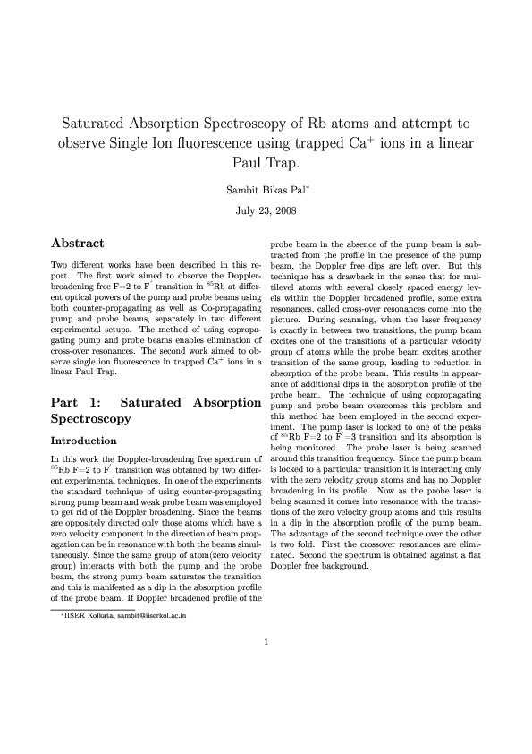 (PDF) Saturated Absorption Spectroscopy of Rb Atoms and Attempt to Observe Single Ion ...