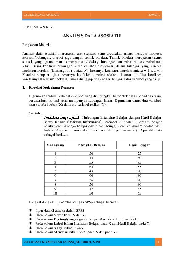 (PDF) Analisis Data Asosiatif di IBM SPSS 21