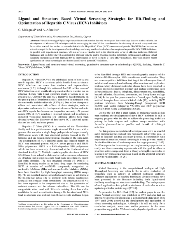 (PDF) Ligand and Structure Based Virtual Screening Strategies for Hit-Finding and Optimization ...