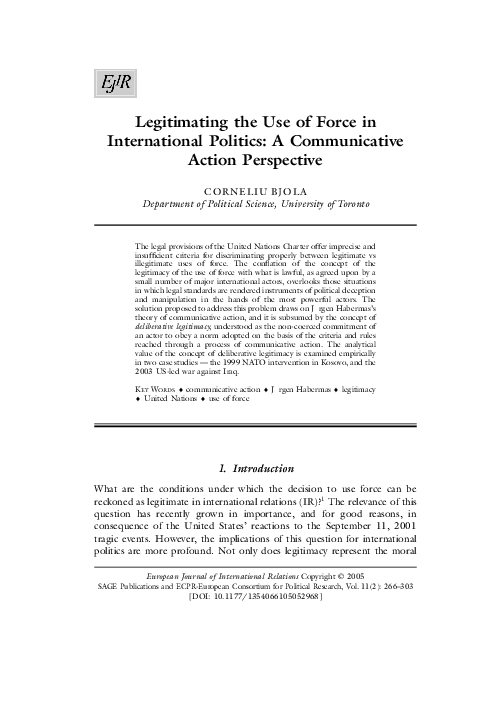 (PDF) Legitimating the Use of Force in International Politics: A ...