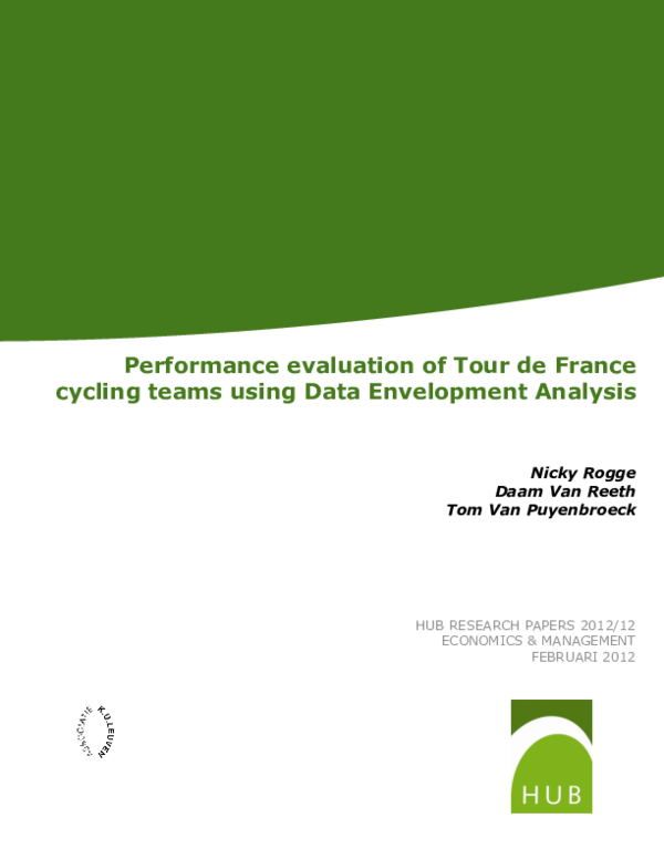 (PDF) Performance evaluation of Tour de France cycling teams using Data ...