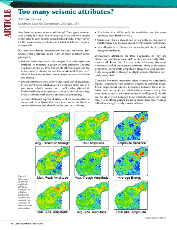 (PDF) Too many seismic attributes?