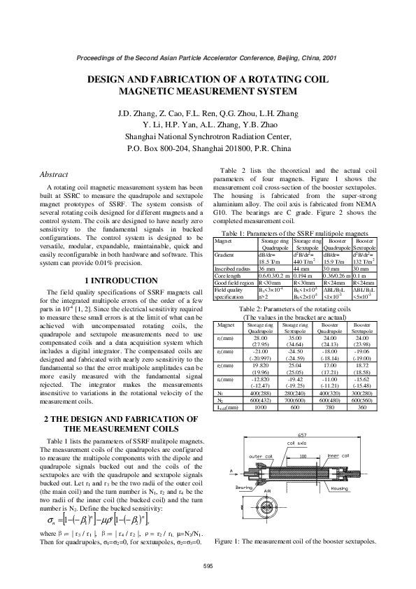 (PDF) DESIGN AND FABRICATION OF A ROTATING COIL MAGNETIC MEASUREMENT SYSTEM