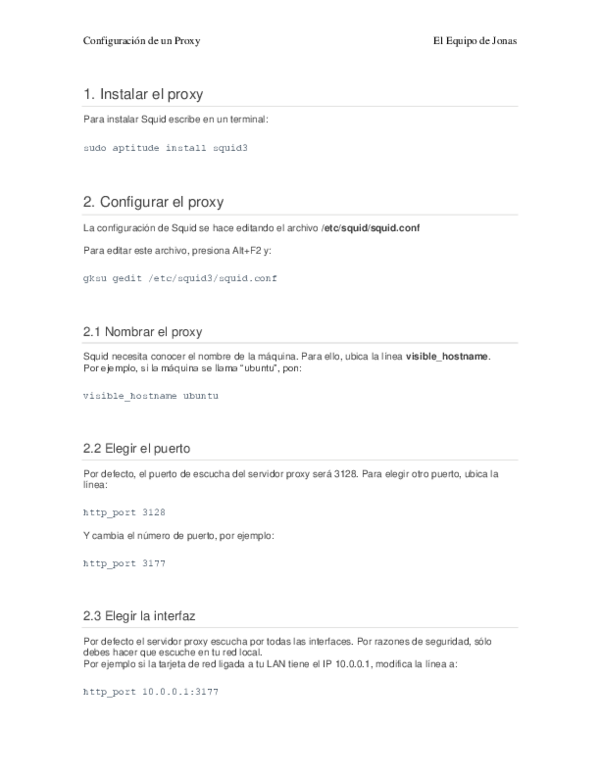 (PDF) Configuración de un Proxy