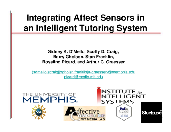(PDF) Integrating Affect Sensors In An Intelligent Tutoring System
