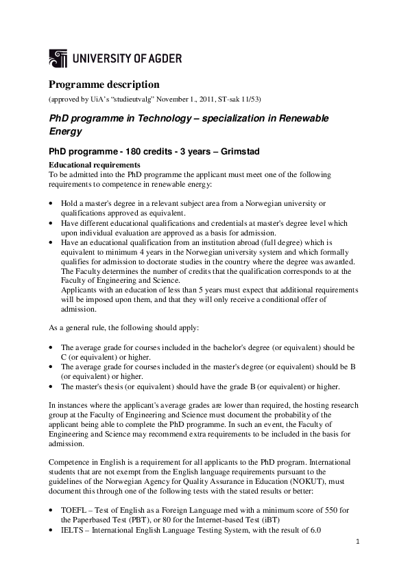 (PDF) Programme description PhD programme in Technology ...