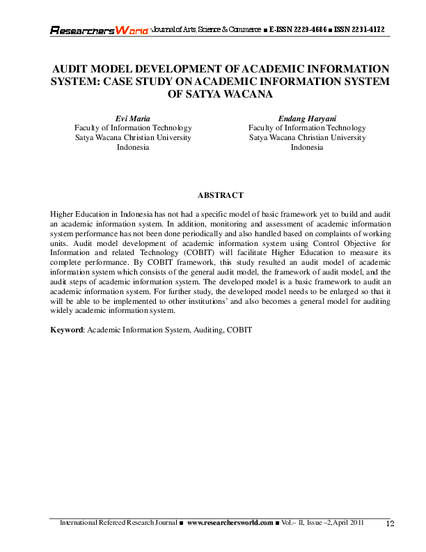 (PDF) audit model development of academic information system