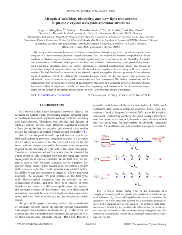 (PDF) All-optical switching, bistability, and slow-light transmission ...