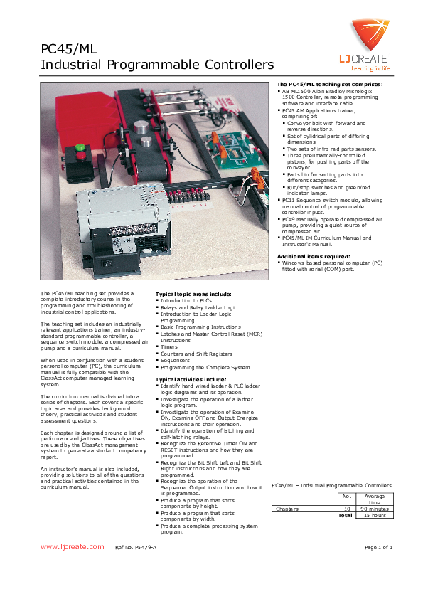 (PDF) PC45/ML Industrial Programmable Controllers Introduction to PLCs Relays and Relay Ladder ...
