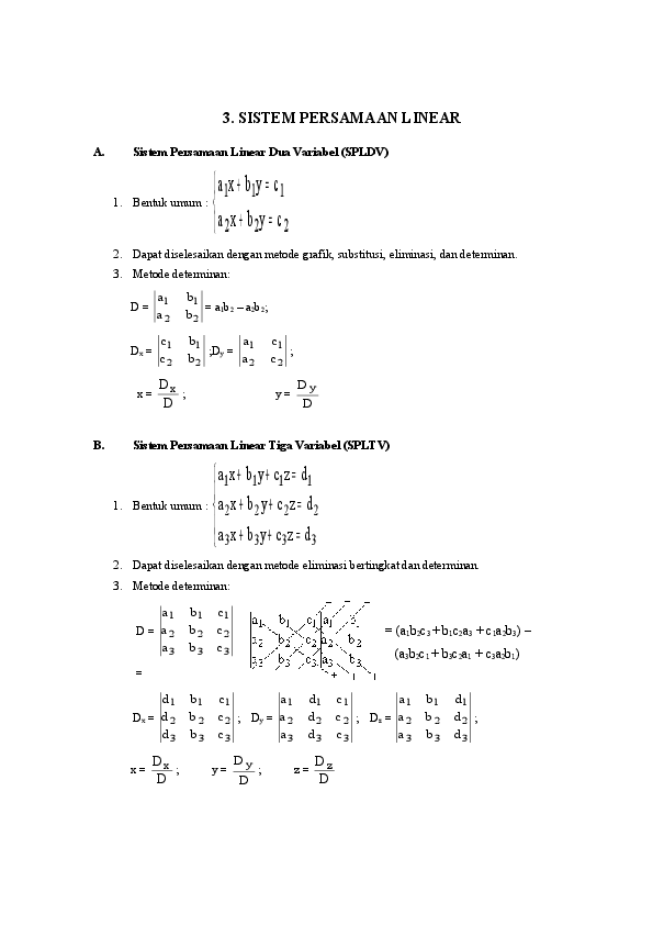 (DOC) Makalah SISTEM PERSAMAAN LINEAR | Annisa Spy - Academia.edu