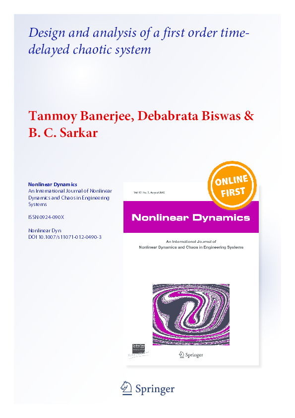 Pdf Design And Analysis Of A First Order Time Delayed Chaotic System