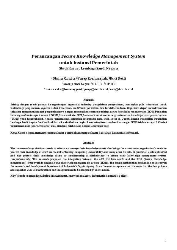 (PDF) Secure Knowledge Management Framework