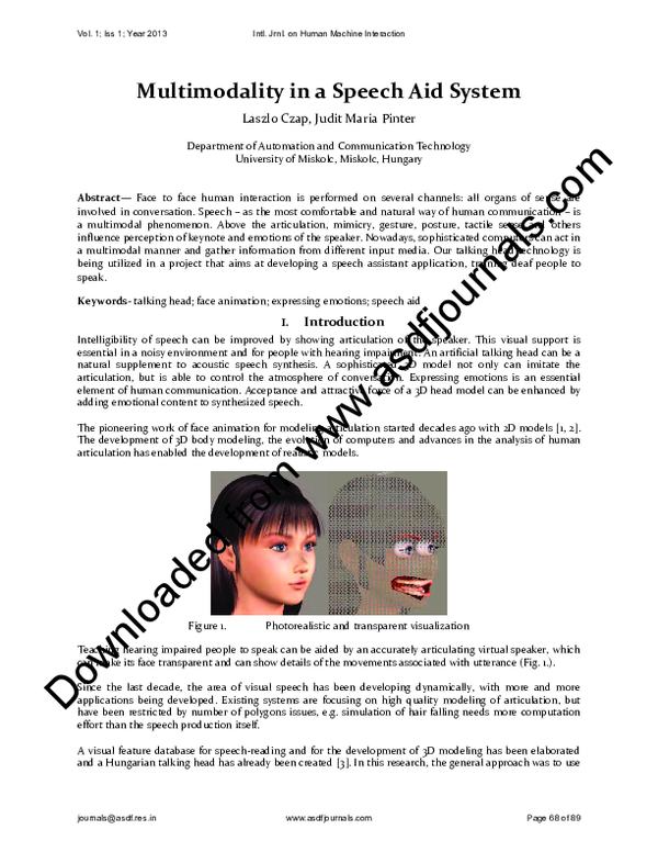 (PDF) Multimodality in a Speech Aid System