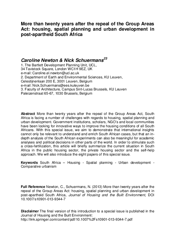 (PDF) More than twenty years after the repeal of the Group Areas Act ...