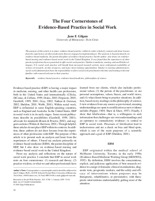 (PDF) The Four Cornerstones of Evidence-Based Practice in Social Work